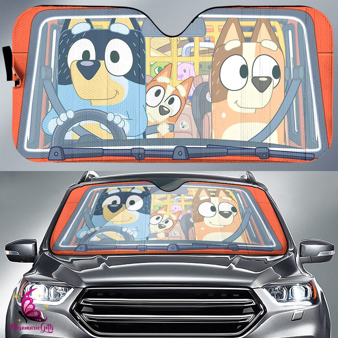 Bluey Family Car Sunshade, Cartoon Car Sunshade, Bluey Car Sunshade ...