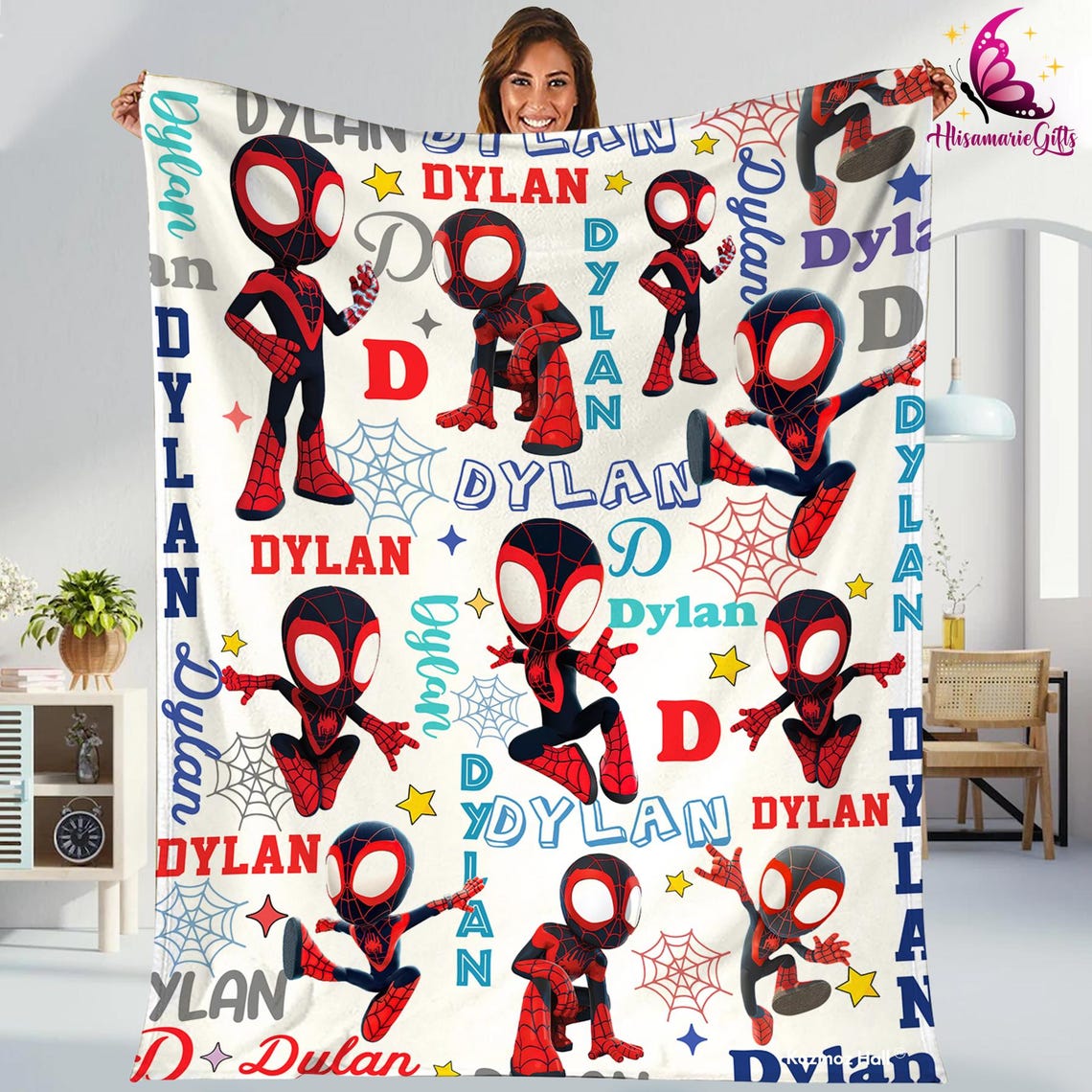 Personalized Spider Fleece Blanket, Spidermand Blanket, Gifts for Kids ...