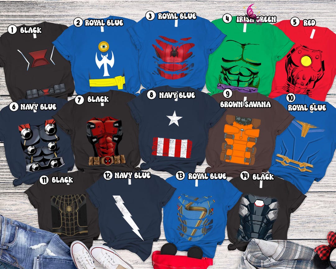 Superheroes Costume Shirt Super Hero Group Matching Shirt Spider Man ...