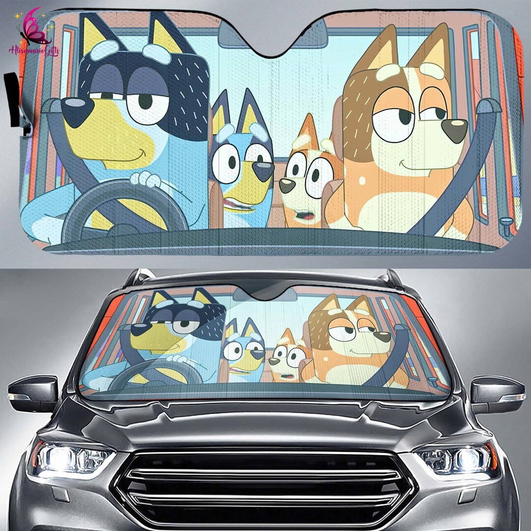 Bluey Car Sun Shade, Bluey and Bingo Muffin Heeler Bandit Heeler Car ...
