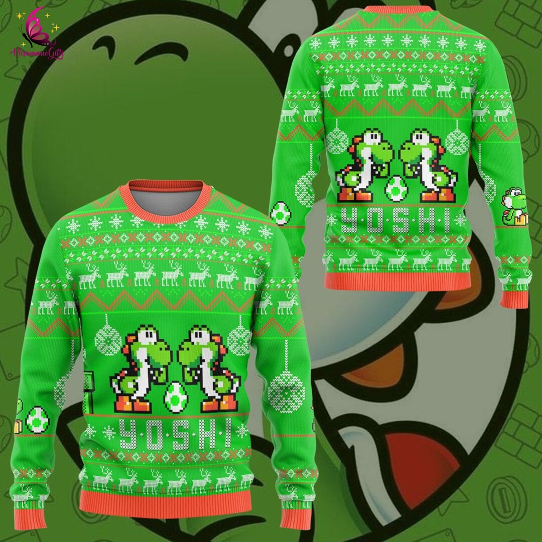 Super Mario Yoshi Ugly Sweater, Bowser Mario Bros Xmas Sweatshirt ...