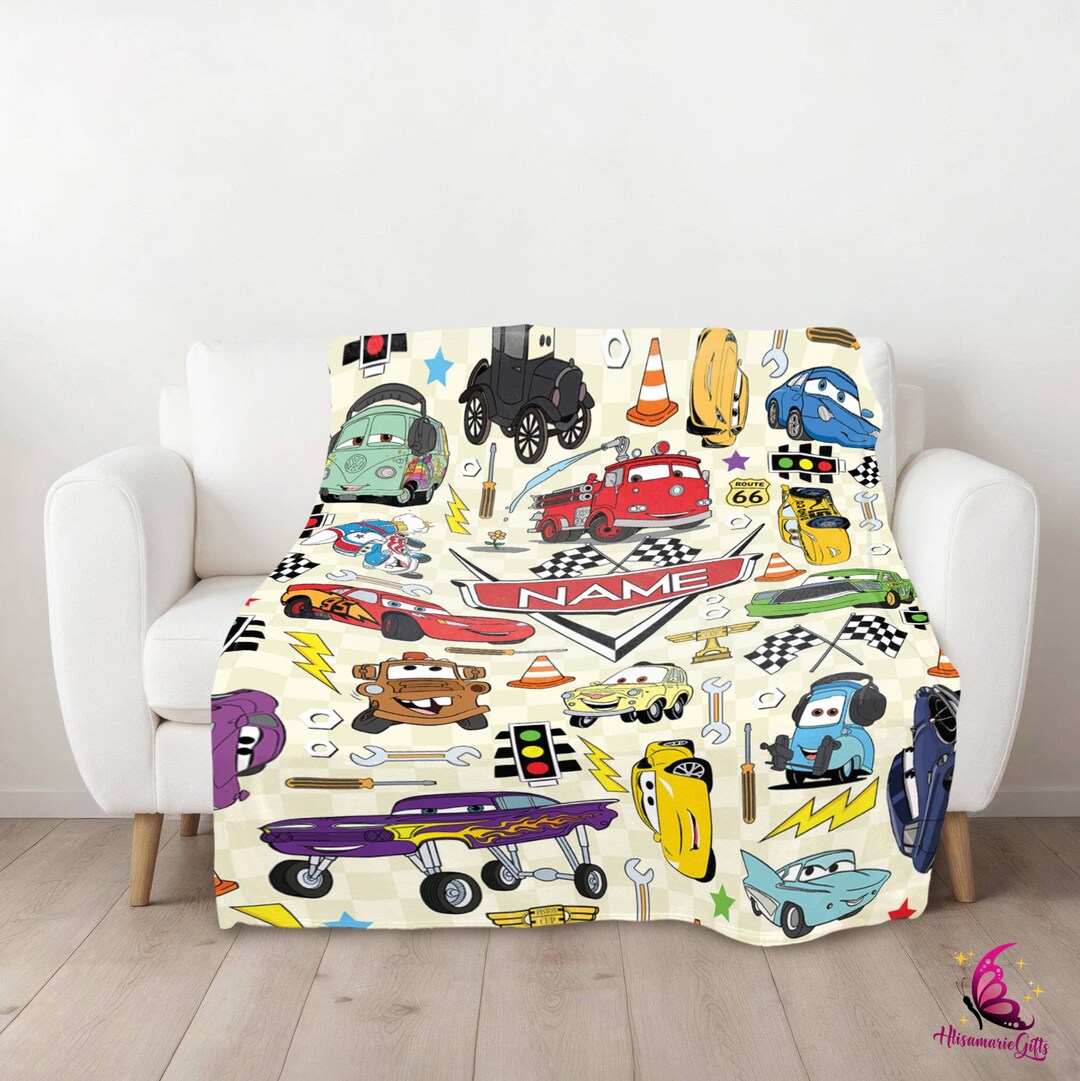 Personalized Pixar Cars Blanket, Boy Name Blanket, Lightning Mcqueen ...