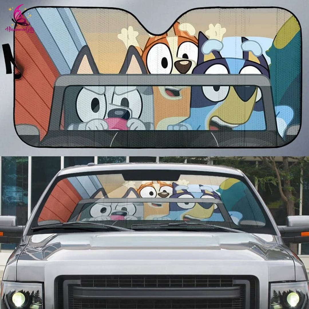 Bluey Family Car Sunshade, Cartoon Car Sunshade, Bluey Car Sunshade ...