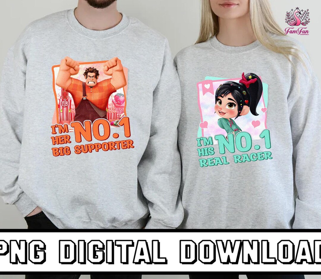 Ralph and Vanellope Couple Png Files His and Her Valentine Couple Wreck ...