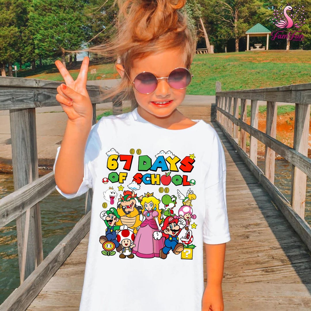 Super Mario 67 Days of School T-shirt, Mario Bros 67 Days Shirt, Back ...