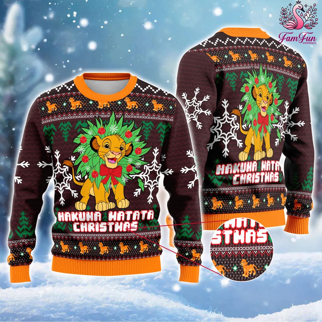 The Lion King Ugly Christmas Sweater | Simba the Lion King Ugly Sweater ...