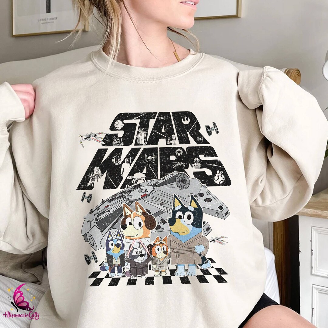 Bluey Star Wars Characters Shirt, Bluey Star Wars Millennium Falcon ...