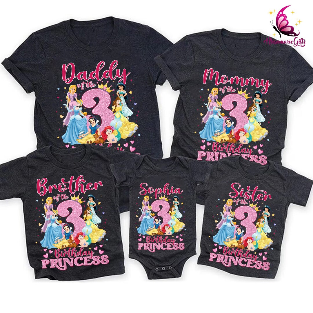 Custom Princess Birthday Shirt, Family Matching Shirt, Birthday Princess Shirt, Disneyland ...