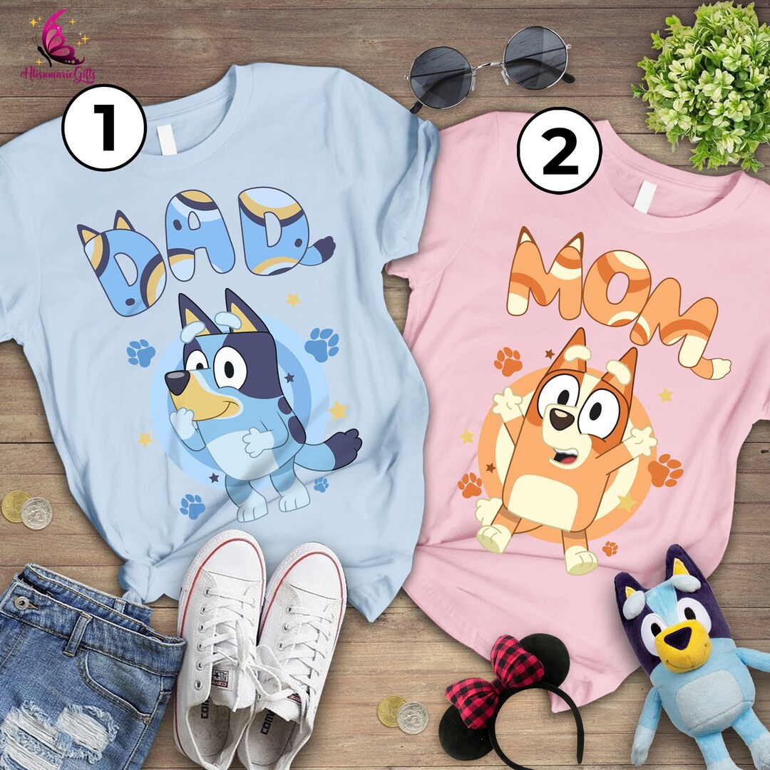 Retro Bluey Bandit and Chilli Shirt, Family Bluey Matching Shirt, Bluey ...