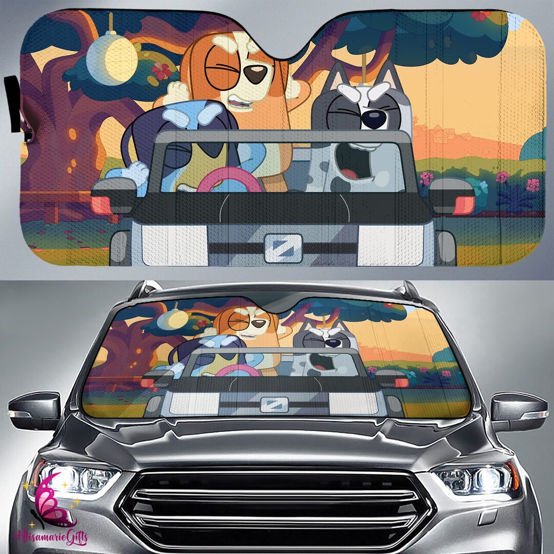 Bluey and Bingo Shirt Funny Bluey Car Sunshade Bluey Birthday Gift ...