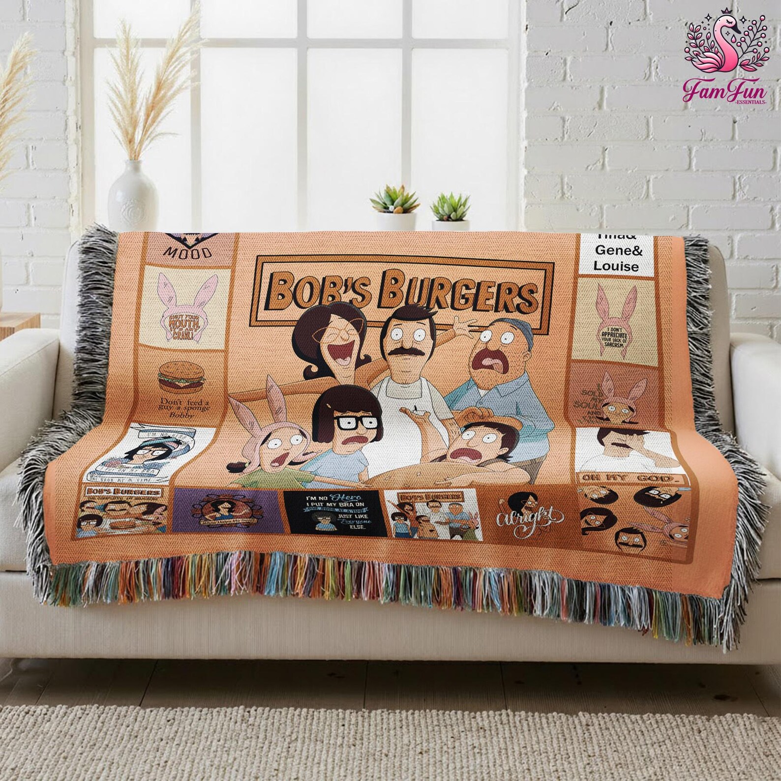 Bob’s Burgers Woven Blanket, Bob’s Burgers Family Tapestry for Bed ...