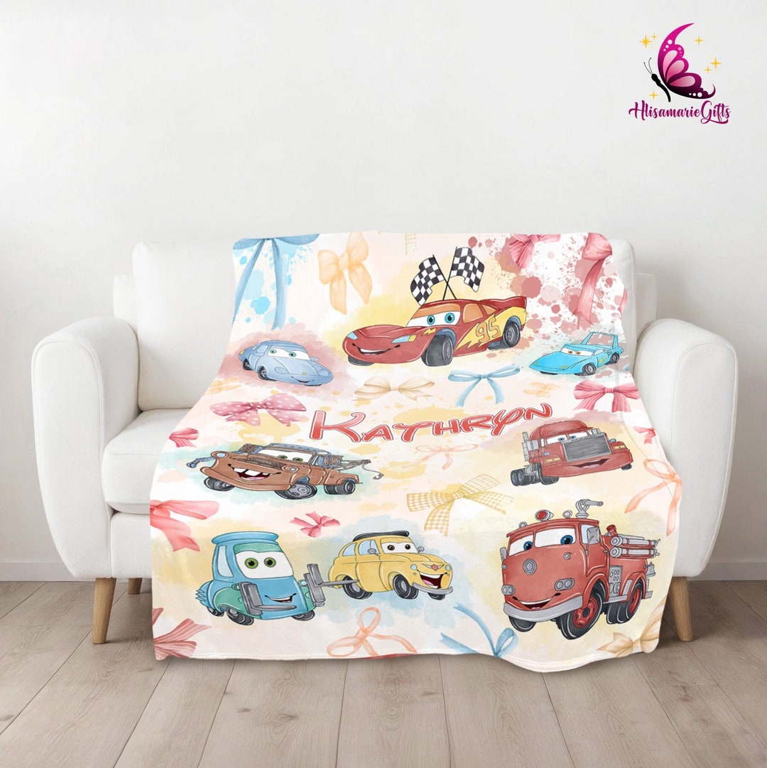 Personalized Watercolor Cars Blanket, Coquette Bows Blanket, Lightning ...