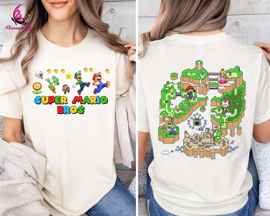 Super Mario Bros World Map Shirt, Super Mario Retro Shirt, Mario Game ...