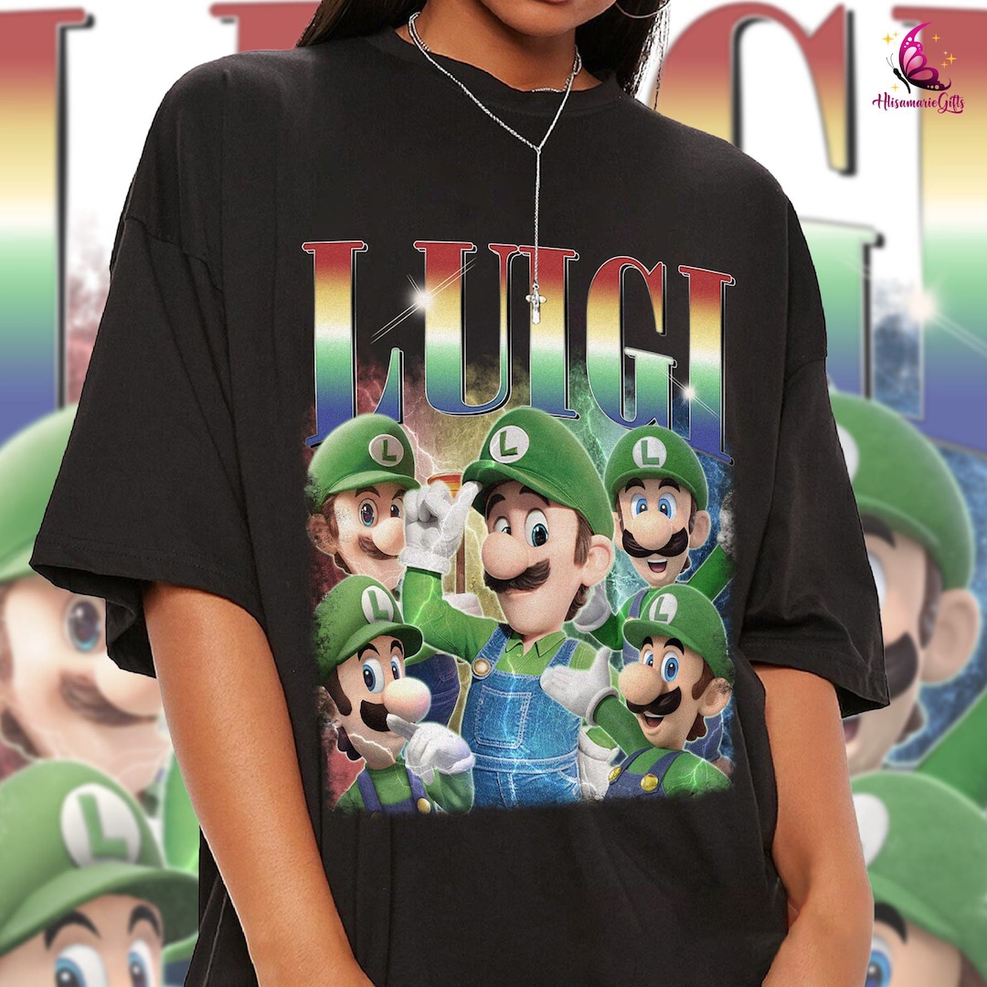 Vintage Luigi Shirt, Hoodie Sweatshirt Super Mario Bros Luigi Shirt ...