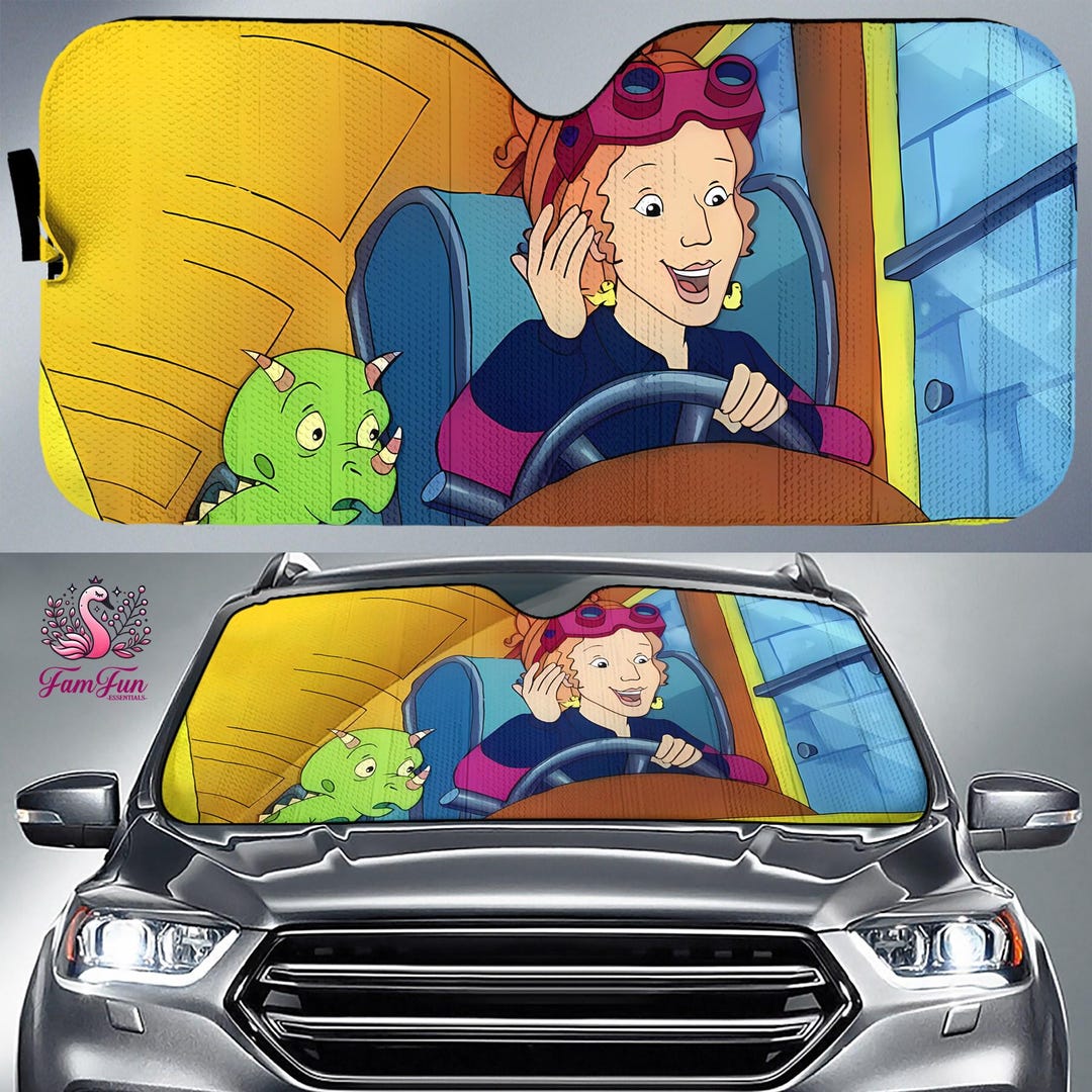 Ms Frizzle Magic School Bus Car Sun Shade, Miss Frizzle Car Sun Shade ...