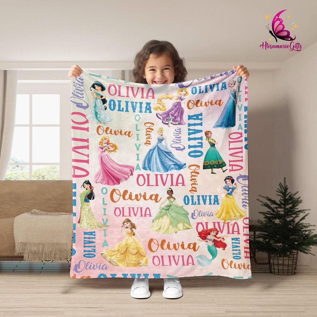 Personalized Disneyland Princess Fleece Blanket | Princess Blanket ...