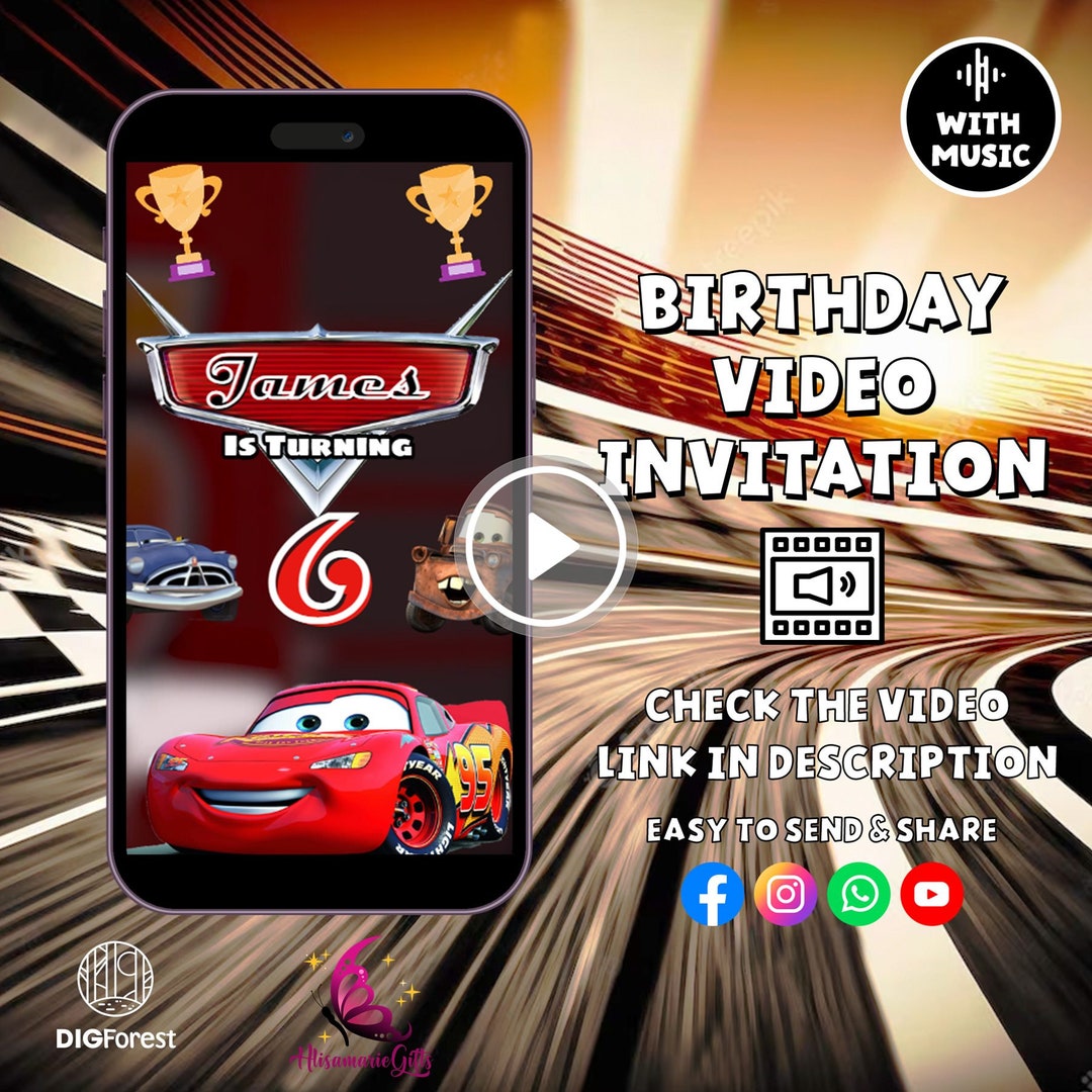 Cars Birthday Invitation | Animated Video Invitation | Cars Birthday ...