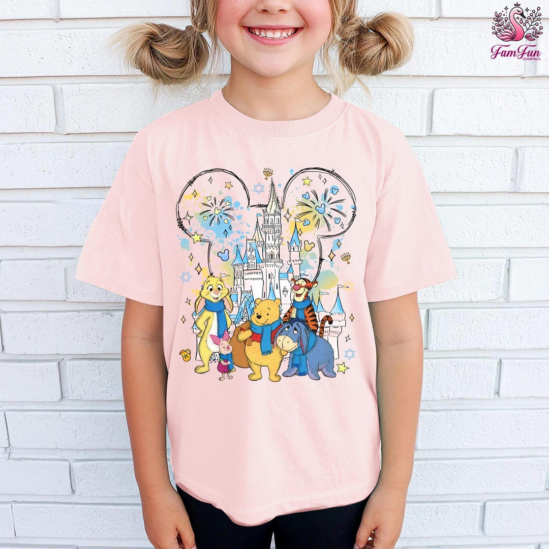 Pooh and Friends Hanukkah Menorah Shirt, Disneyland Jewish Holiday Tee ...