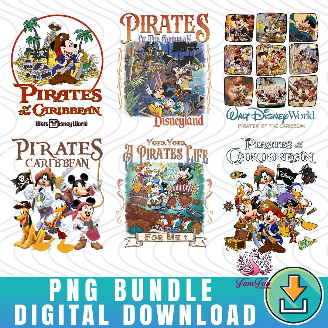 Vintage Pirates of the Caribbean Designs Bundle, Pirates Mickey and ...