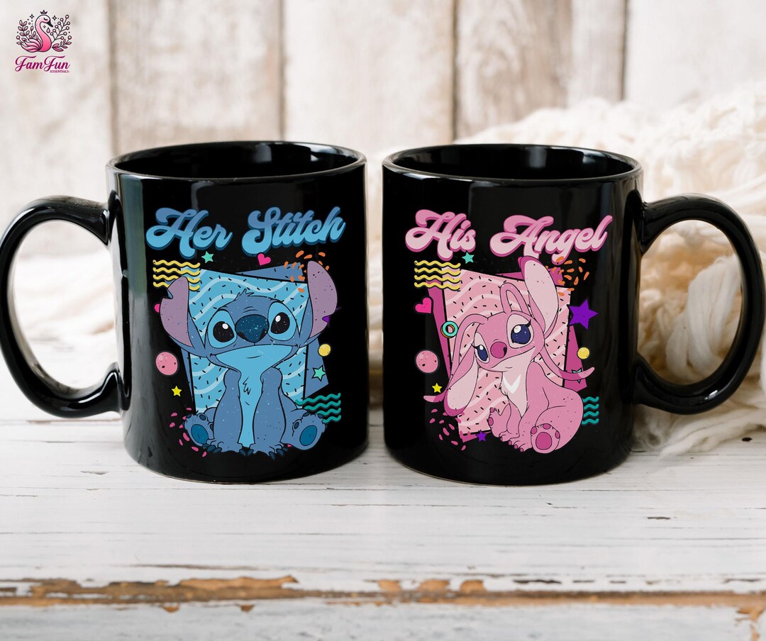 Angel and Stitch Valentine Mug, Her Stitch His Angel Mug, Disneyland ...