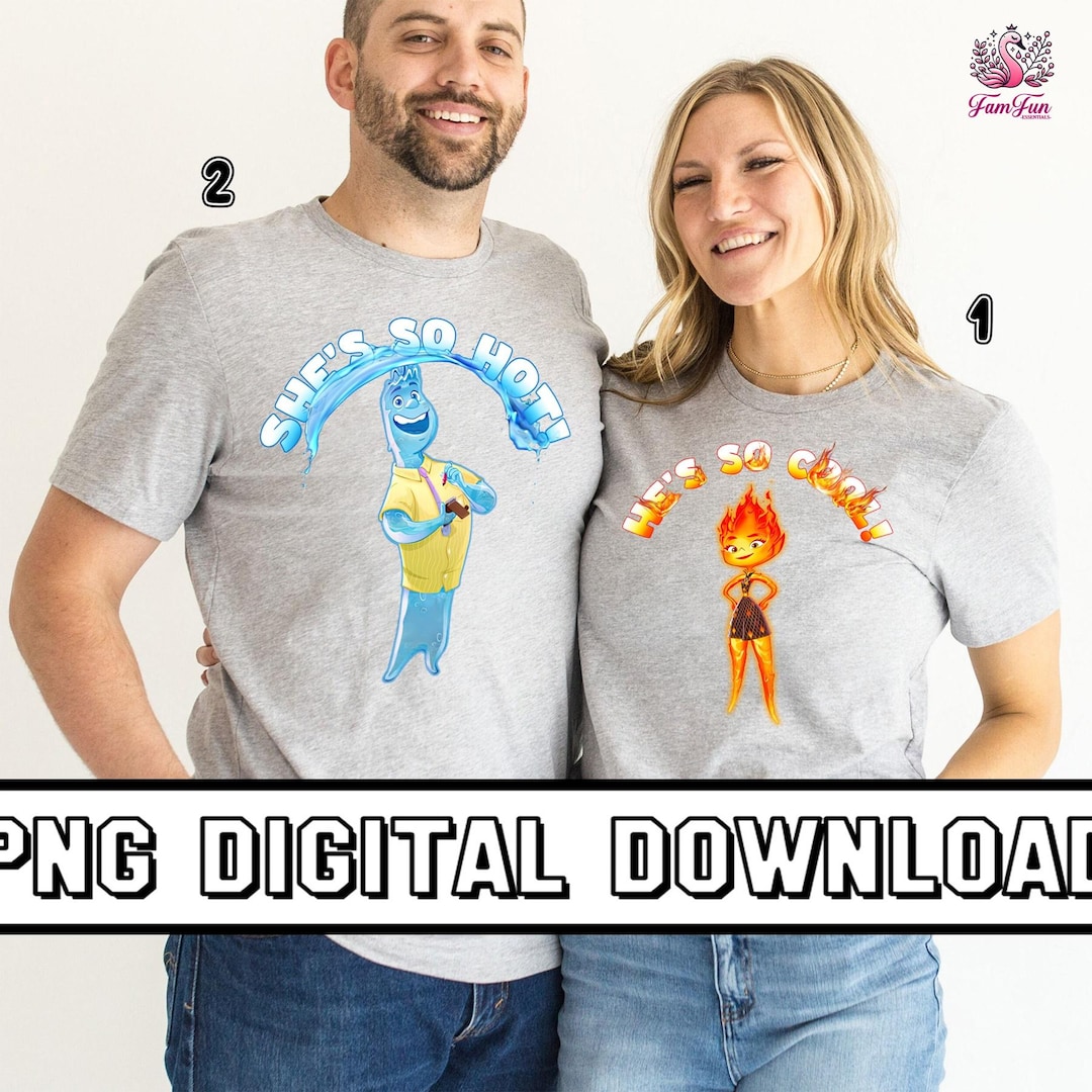 Wade and Ember Valentine PNG Bundle, Elemental Couple PNG, Fire and ...