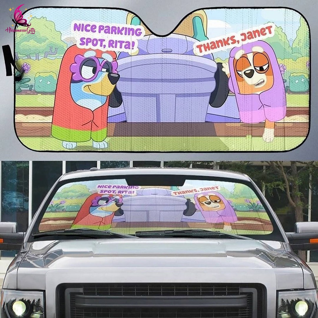 Bluey Janet and Rita Auto Sunshade Car, Bluey Family Car Sunshade ...