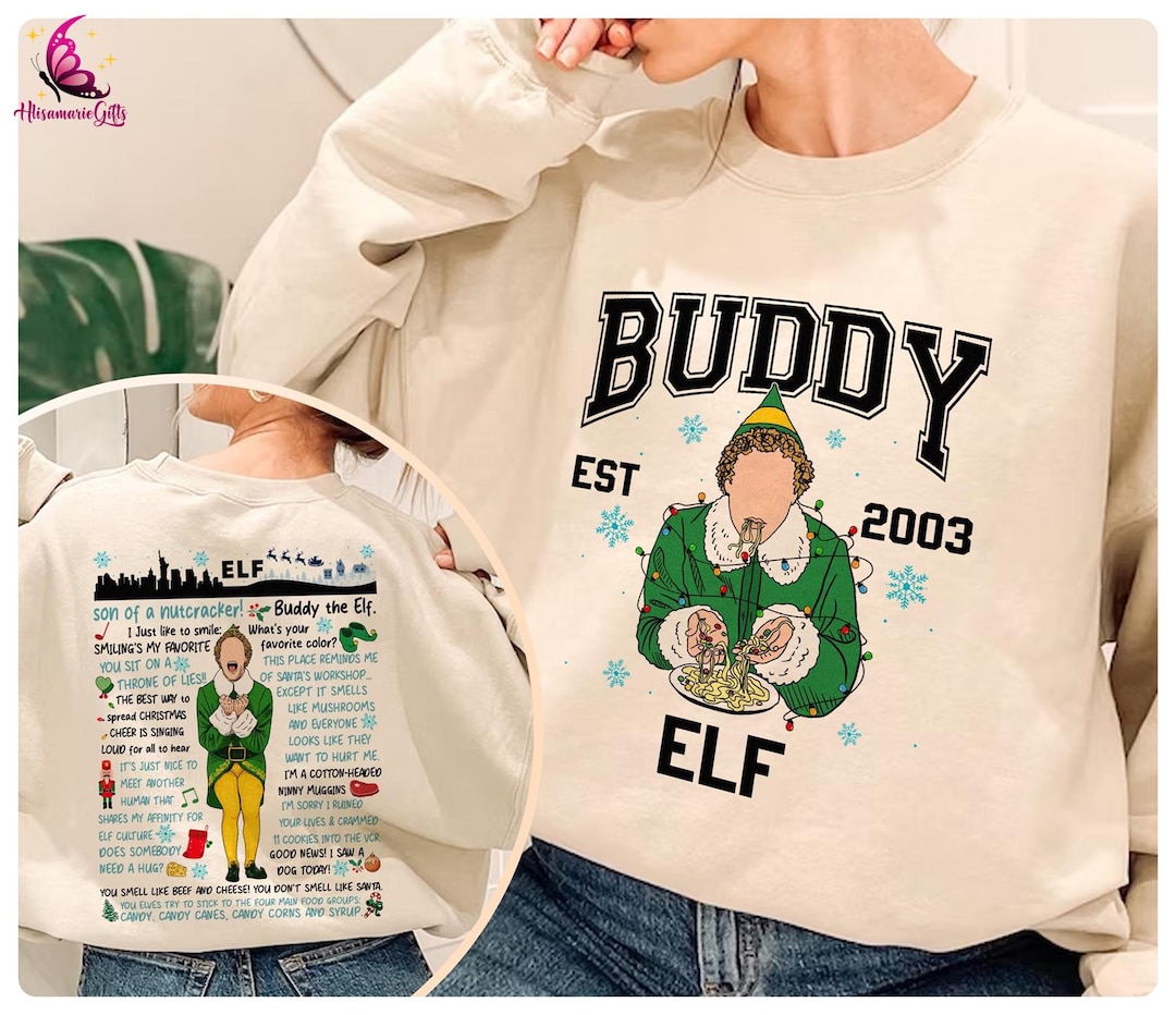 Buddy the Elf Portrait Shirt, Elf Quotes Christmas Movie Shirt, Buddy ...