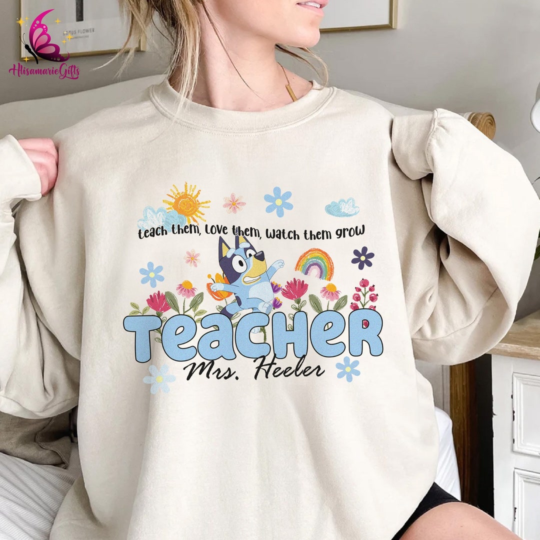 Personalized Bluey Teacher Shirt Bluey 100 Days of School Teacher ...