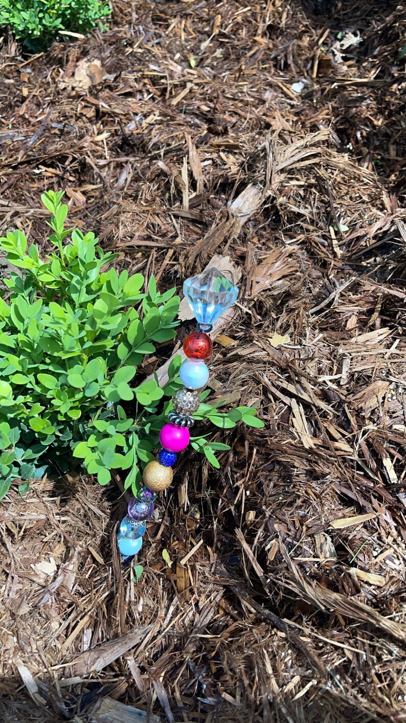 Custom Jeweled Garden Wand Glass Bead Garden Wands Outdoor - Etsy