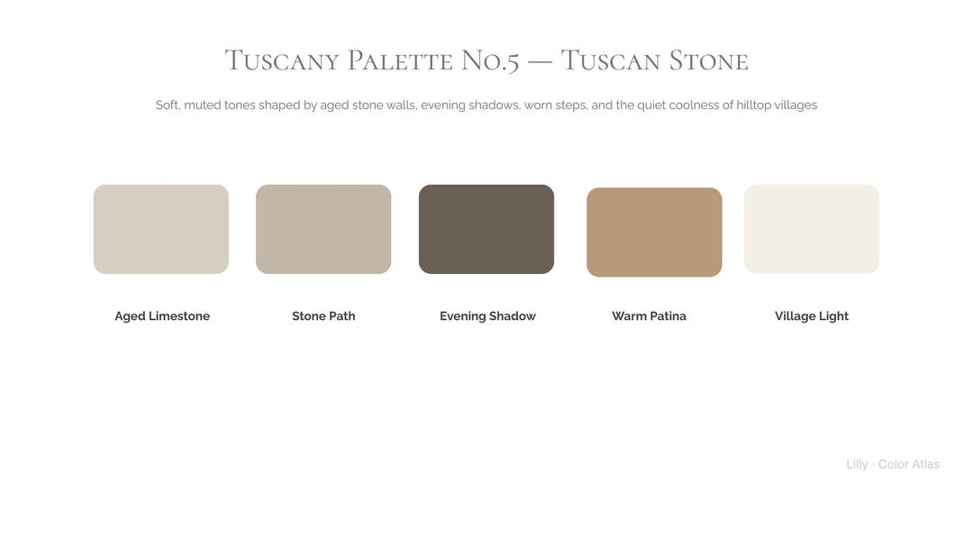 Tuscany Palette No.5 — Tuscan Stone Color Palette | HEX RGB CMYK ...