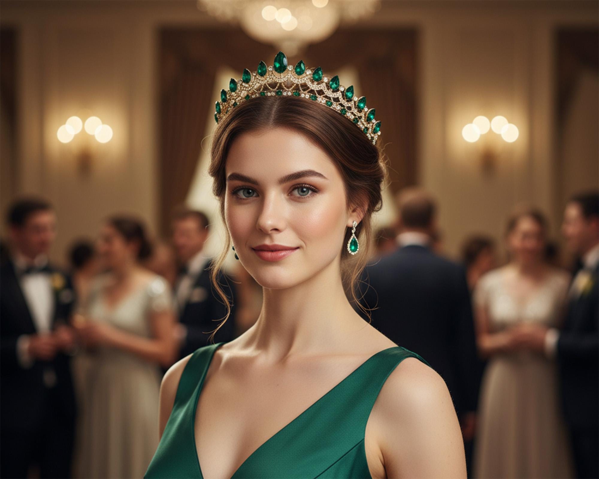 Emerald Green Crystal Tiara – Gold Rhinestone Princess Crown - Etsy
