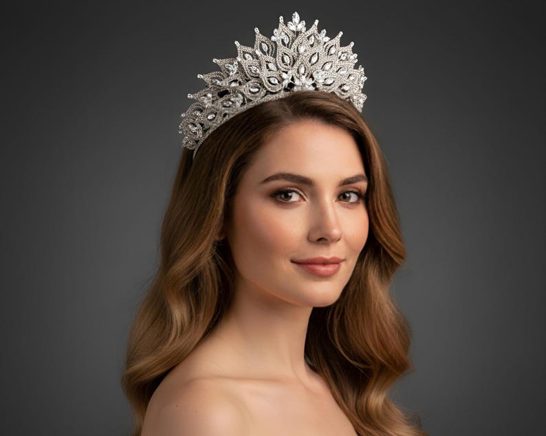 Silver Crystal Crown for Women – Elegant Zircon Tiara for Wedding ...