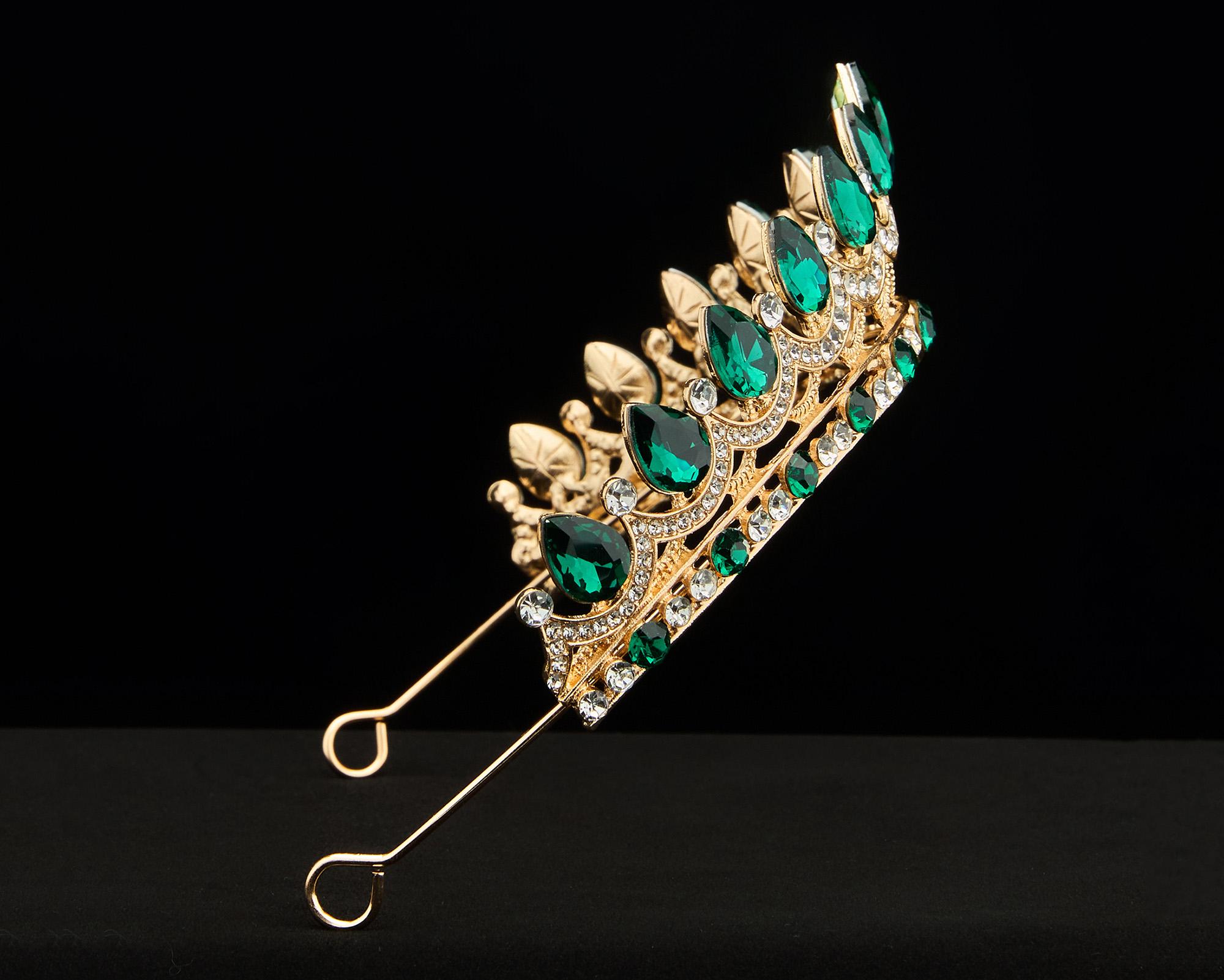 Emerald Green Crystal Tiara – Gold Rhinestone Princess Crown - Etsy