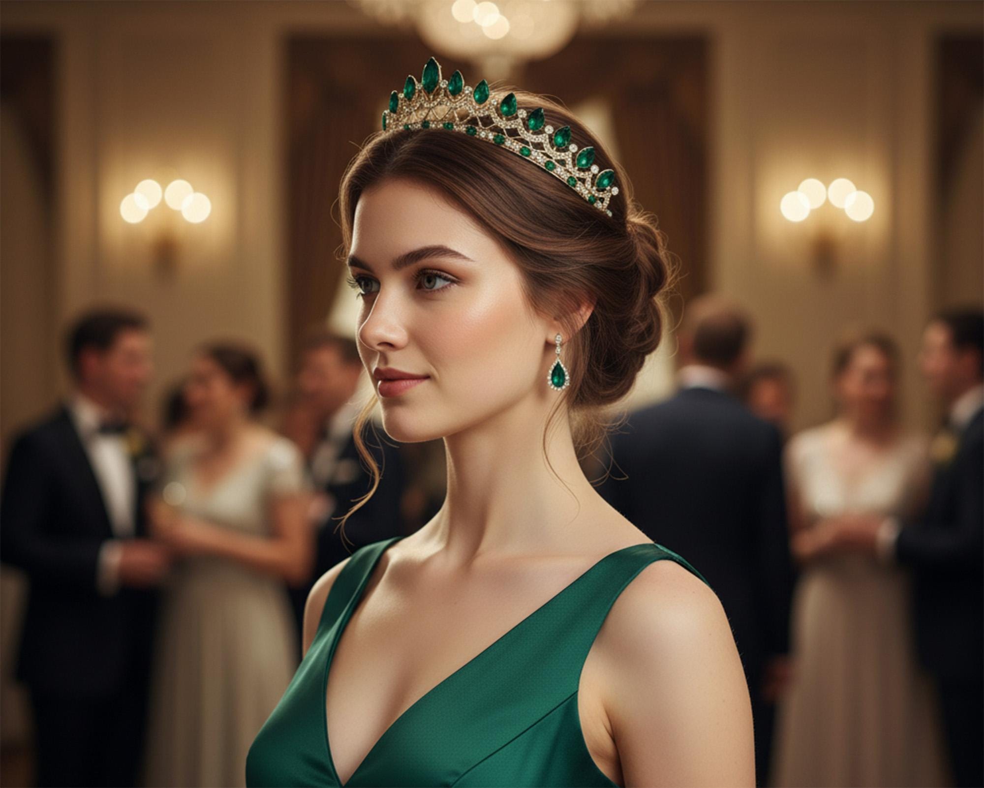 Emerald Green Crystal Tiara – Gold Rhinestone Princess Crown - Etsy