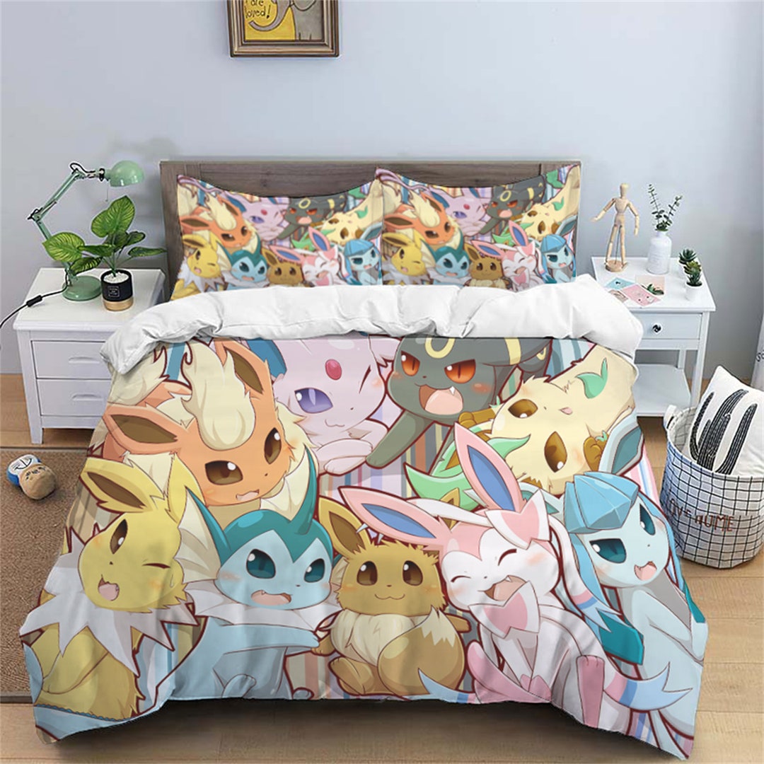Pokemon Eevee Bedding Three Piece Quilt Cover Comfortable - Etsy