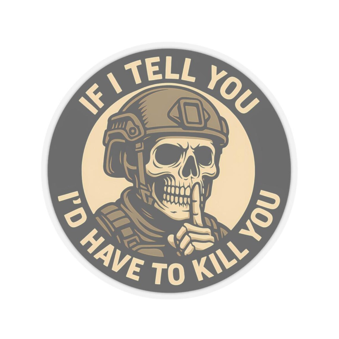 Funny Military Skull Sticker for Veterans, Dark Humor Tactical Decal ...