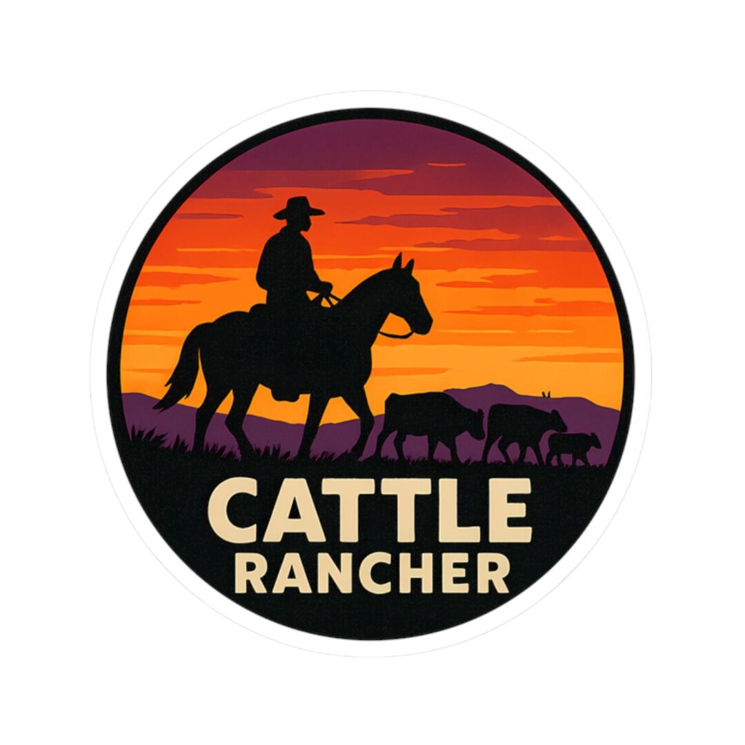 Sticker for Cattle Ranchers, Western Cowboy Sunset Ranch Life Decal for ...