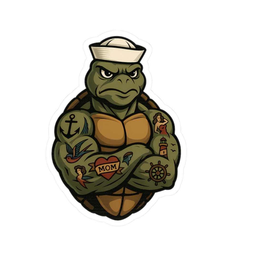 Sticker For Sailor Shellback Tattoo Turtle Traditional Nautical Flash