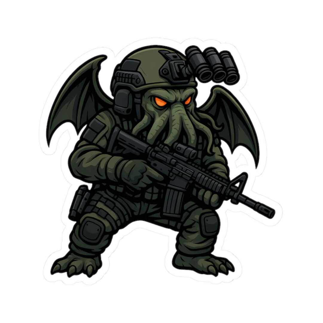 Funny Tactical Cthulhu Sticker for Veterans, Gamers, Laptop or Water ...