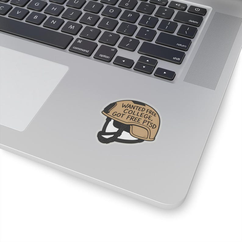 Funny Military Veteran Sticker, Wanted Free College Got Free PTSD, Dark ...