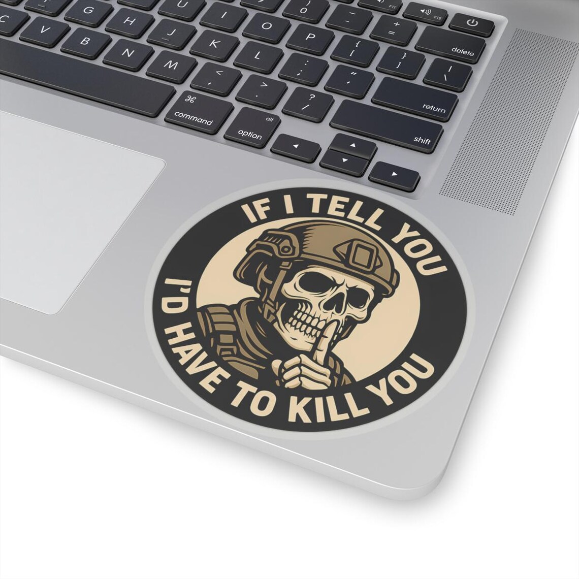 Funny Military Skull Sticker for Veterans, Dark Humor Tactical Decal ...
