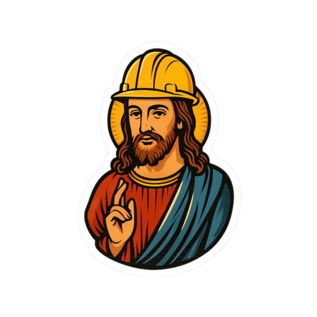 Funny Jesus Hard Hat Sticker for Construction Workers, Engineers ...