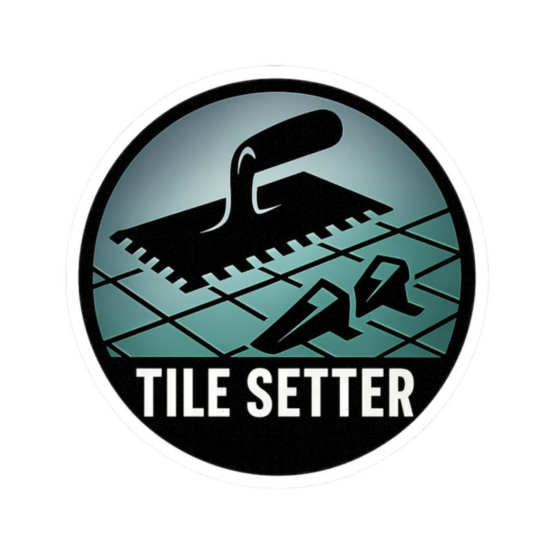Sticker for Tile Setters - Retro Tile Trowel Badge Decal, Flooring ...