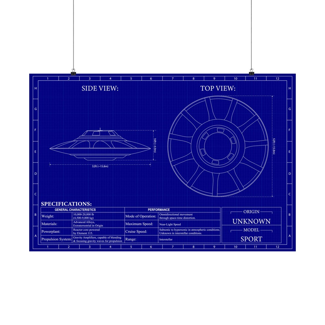Poster of Bob Lazar's Sport Model Alien Spaceship, for Believers in ...