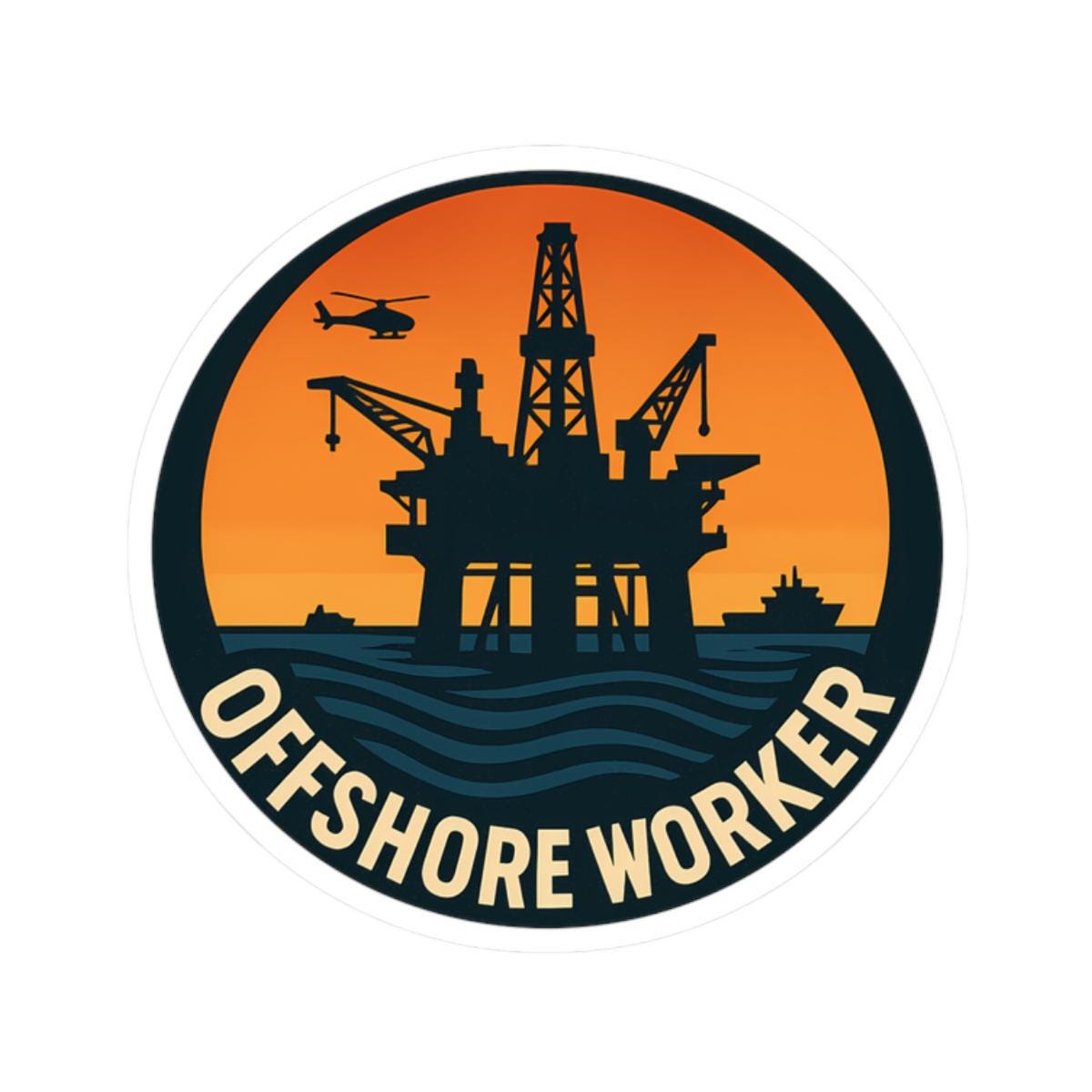 Sticker for Offshore Workers - Oil Rig Platform Sunset Decal for ...
