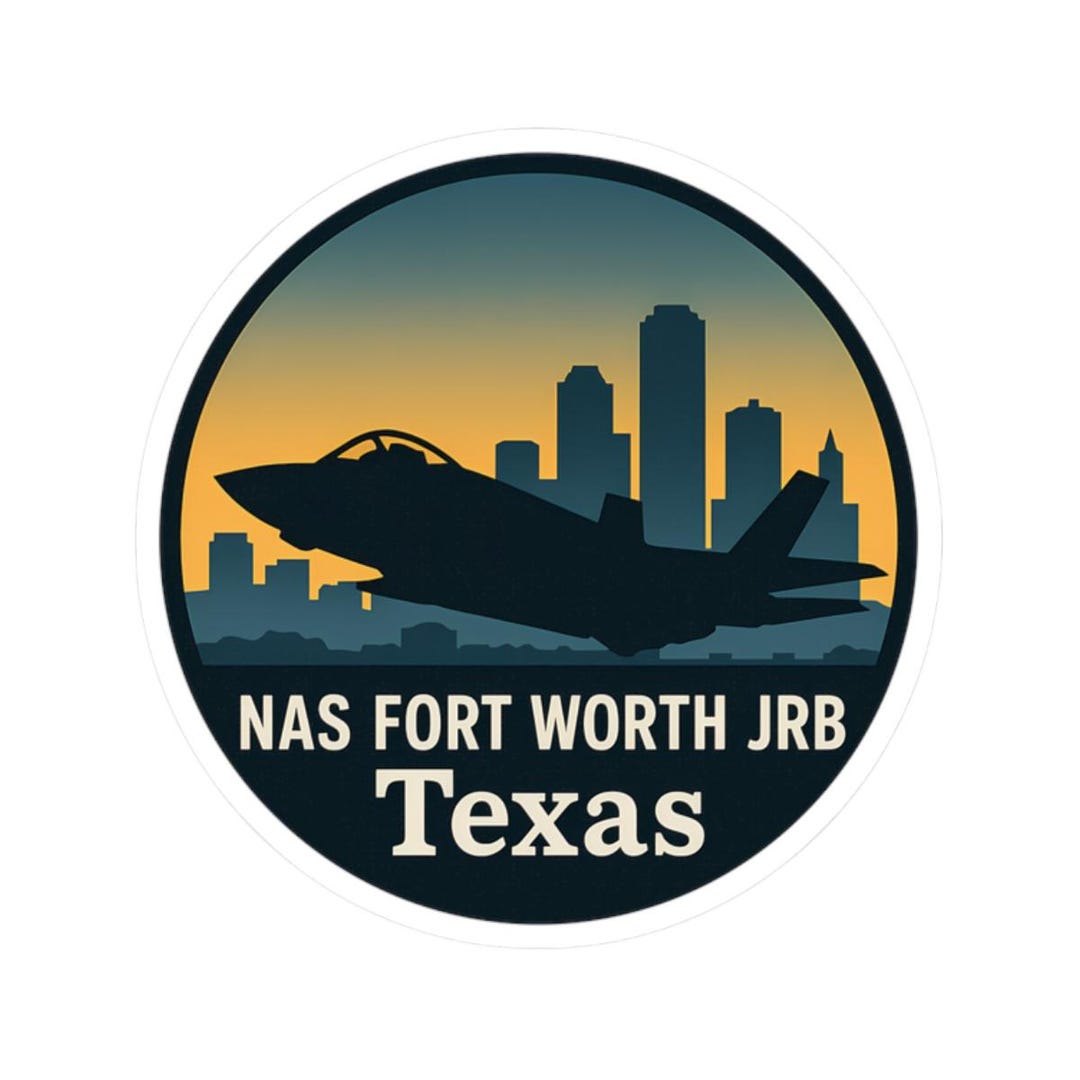 NAS Fort Worth JRB Texas Sticker, Military Jet Skyline Decal for ...