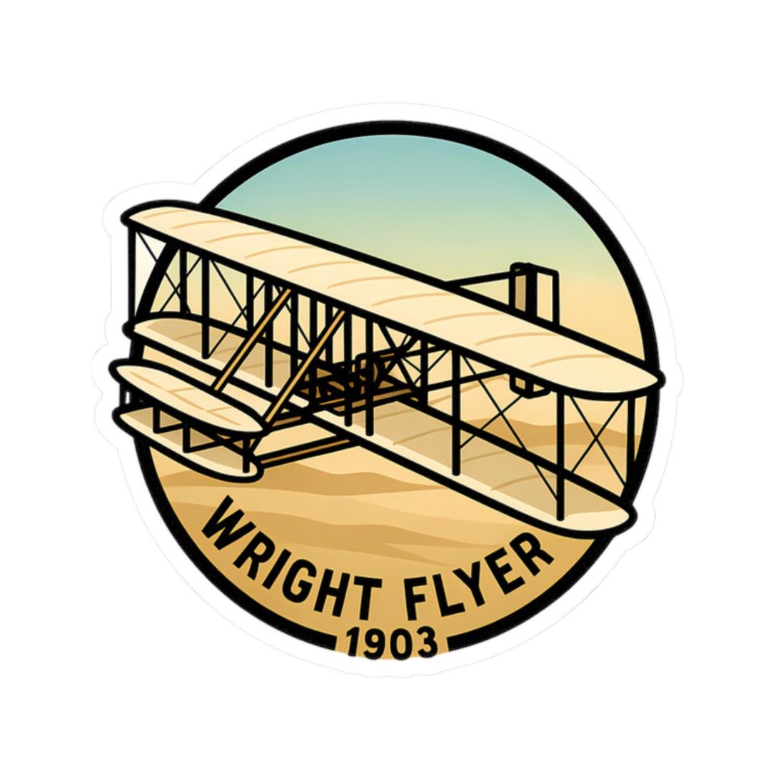 Sticker for Aviation Lovers, Wright Flyer 1903 Biplane Decal, Kitty ...
