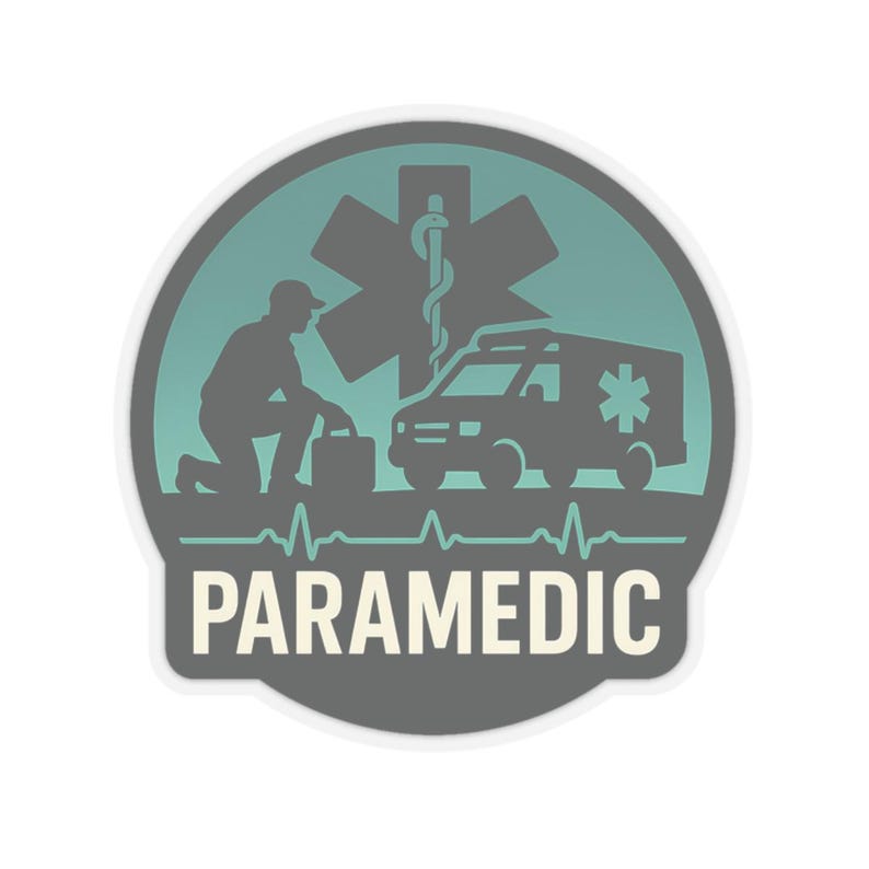 Sticker for Paramedics - Retro EMS Ambulance Silhouette, Star of Life ...