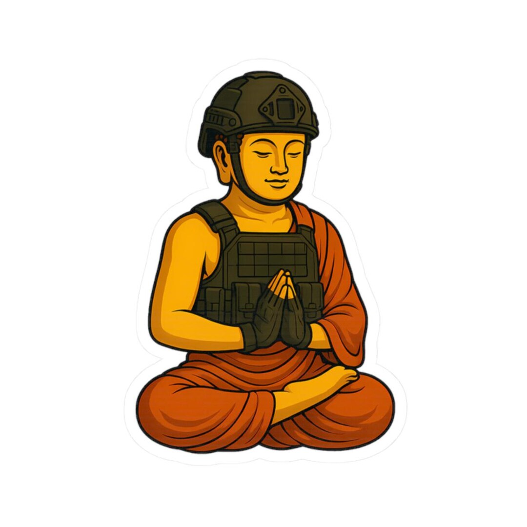 Funny Buddha Sticker: Zen Warrior in Tactical Gear - Etsy