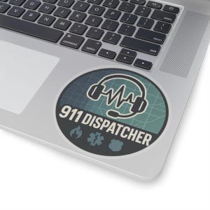Sticker for 911 Dispatchers - Retro Headset Heartbeat Line Emergency ...